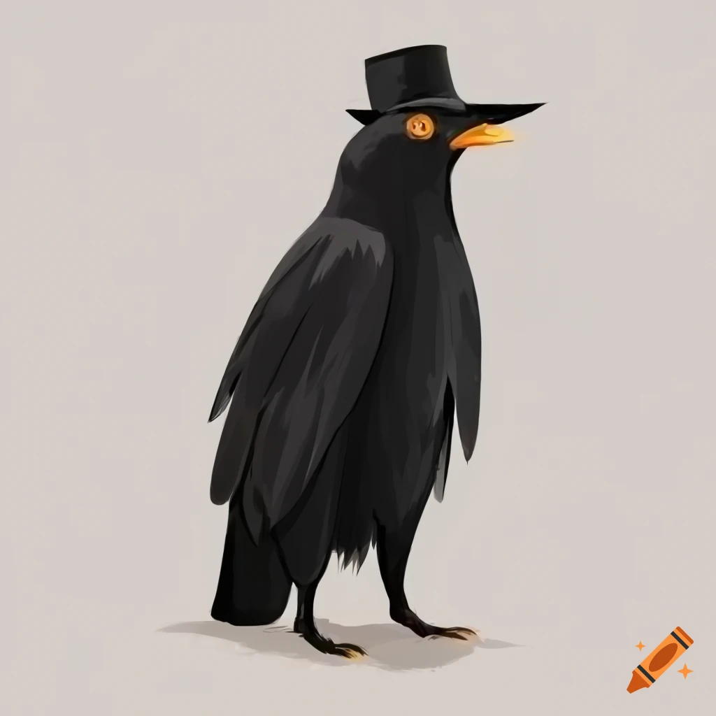 Blackbird bird in a detective outfit with a long gray coat and hat on ...