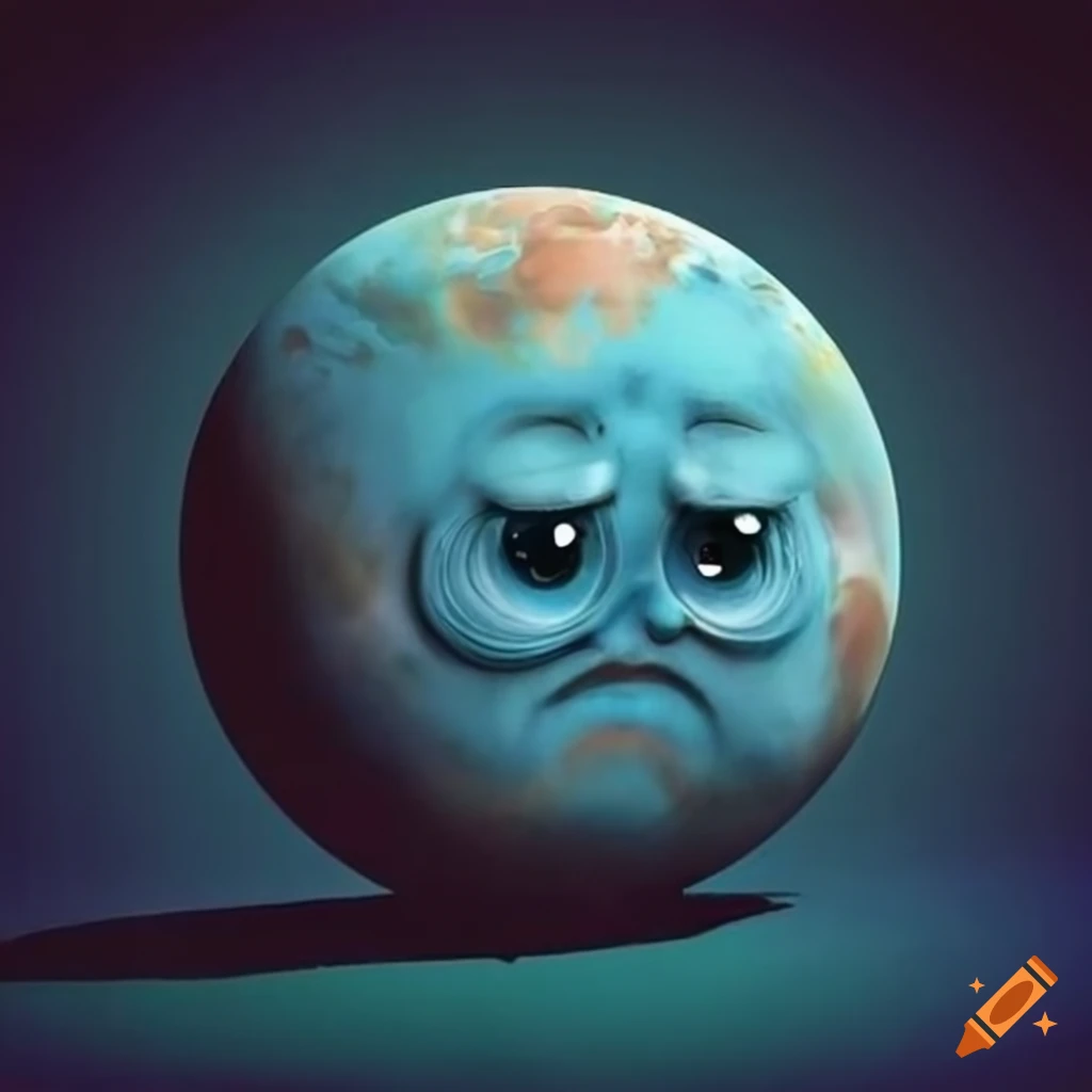 Sad planet illustration on Craiyon