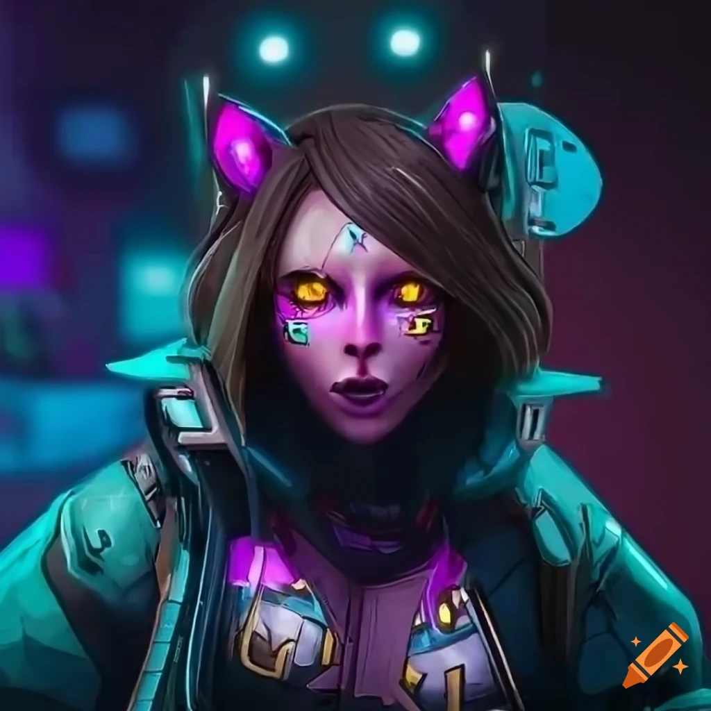 Cyberpunk female pine marten with giraffe horns and glowing eyes on Craiyon