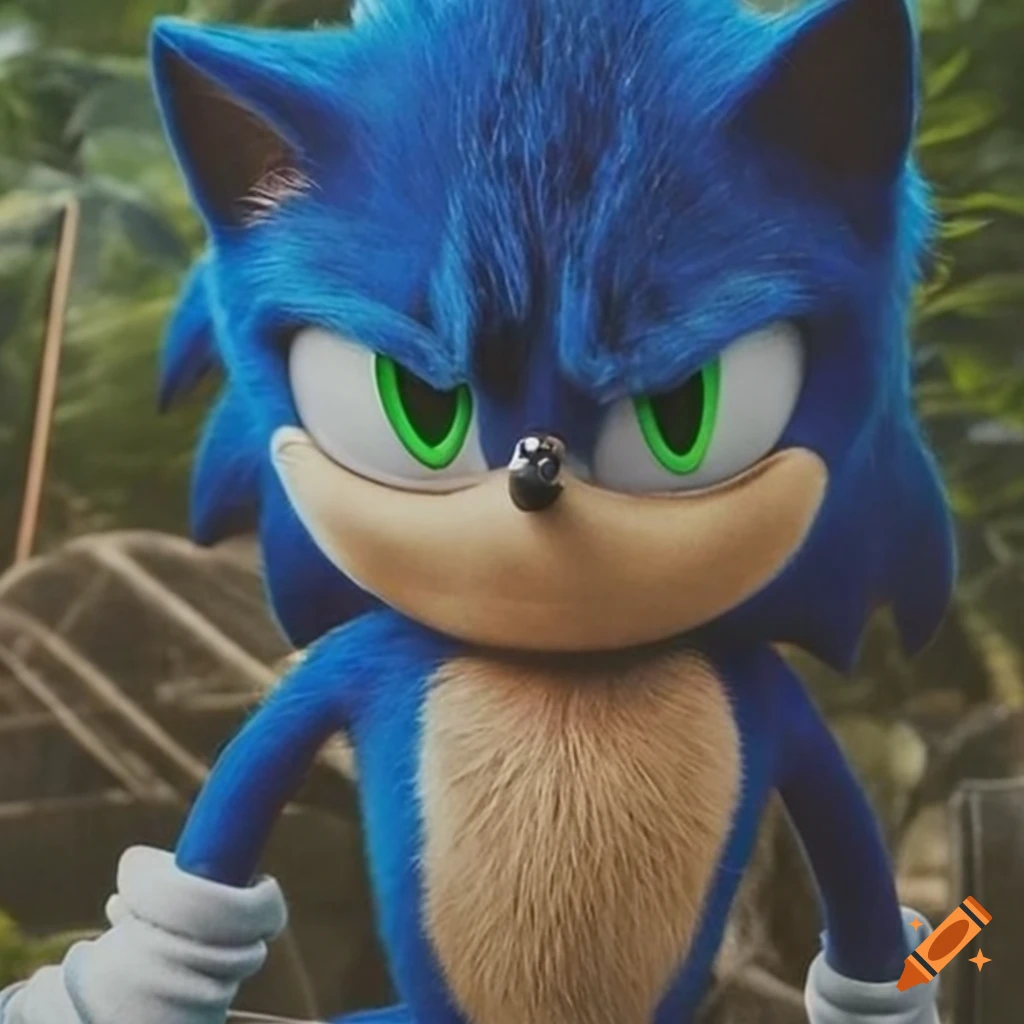 Sonic the hedgehog live-action movie scene on Craiyon