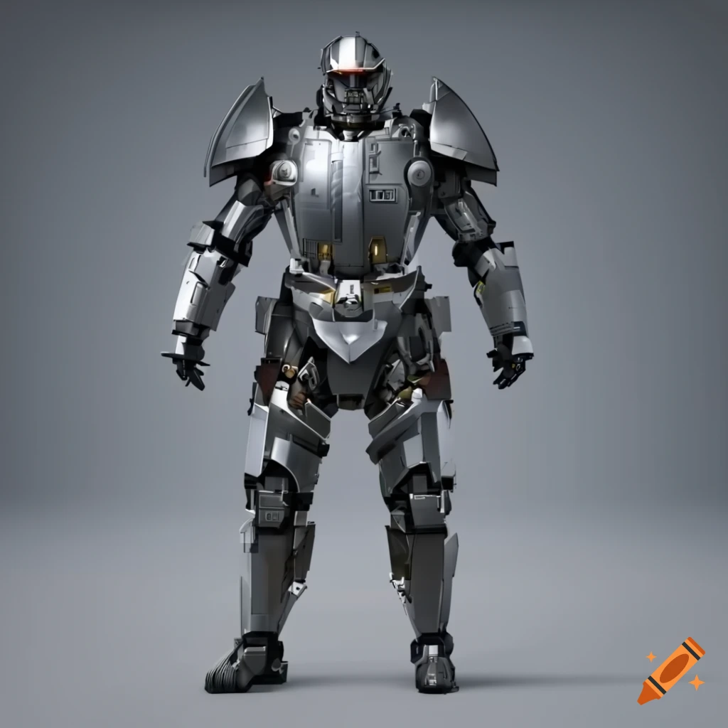 Sci-fi mecha-knight bio-mechanical cyborg villain in ornate armor with ...