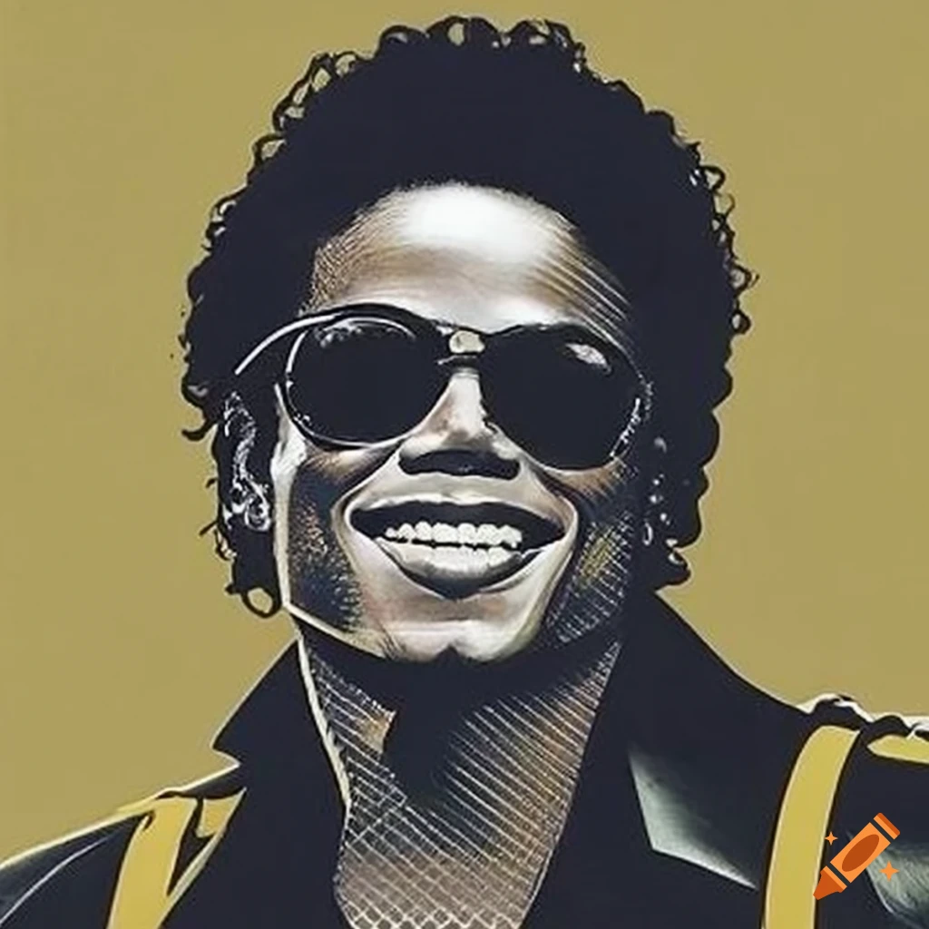 Sketch of smiling Michael Jackson's Thriller album cover by Roy ...