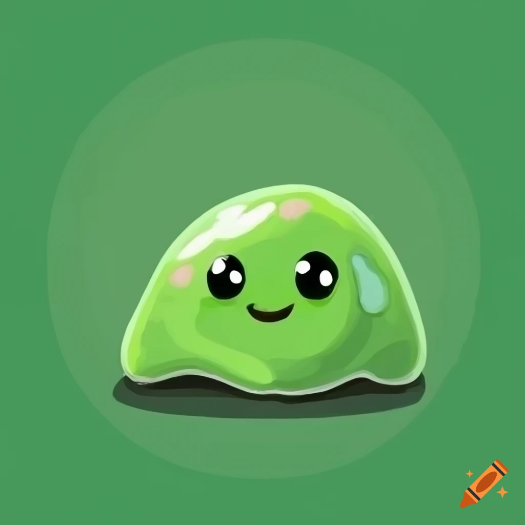 Cute green slime in rpg game style on white background on Craiyon