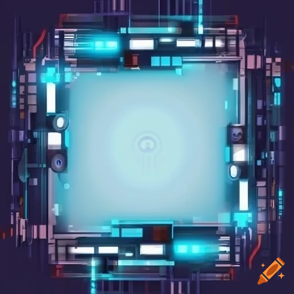 Futuristic robotic electrical square frame border on Craiyon