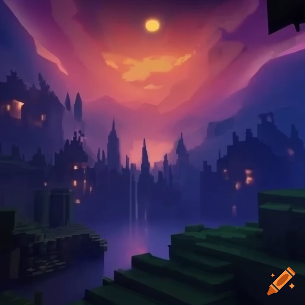 Realistic minecraft night scenery on Craiyon