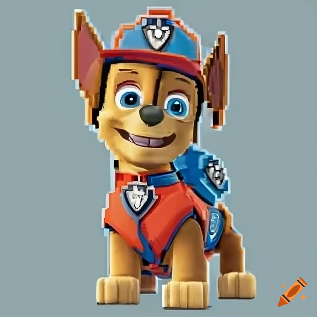Pixel art depiction of paw patrol characters on Craiyon