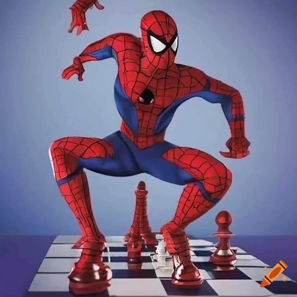 Spiderman playing chess with goku on Craiyon
