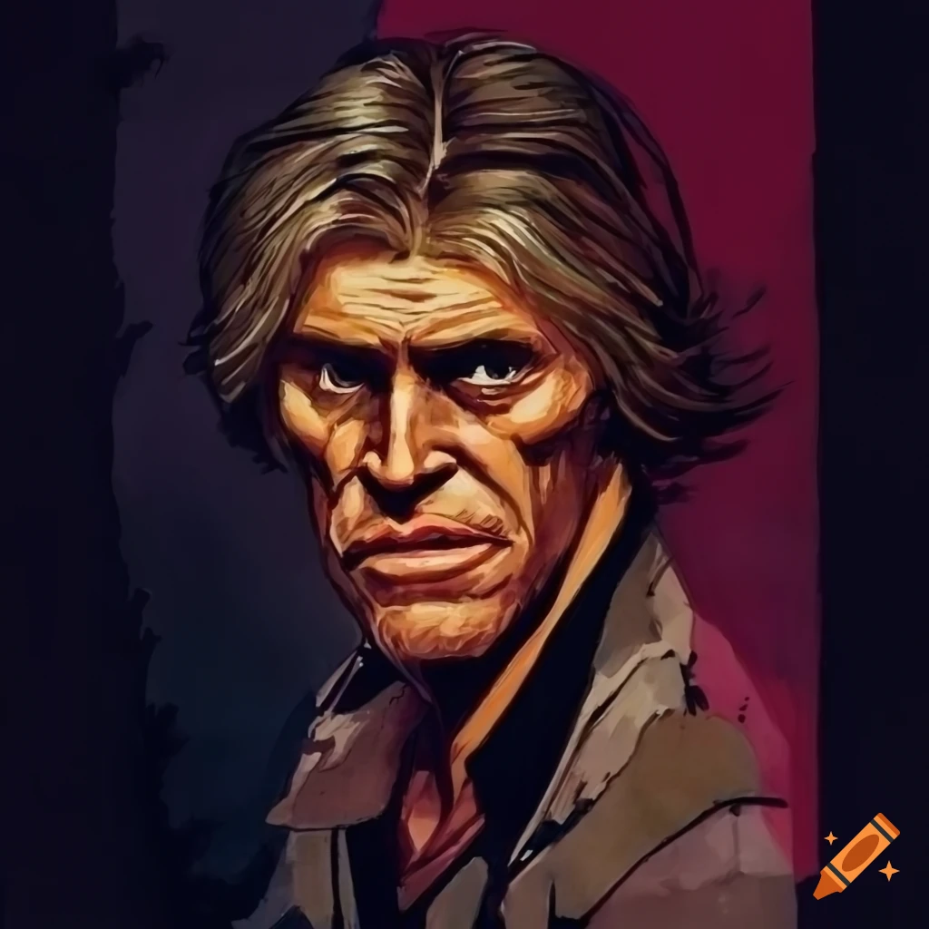 Portrait of willem dafoe as steve irwin in a neo-noir dystopian ...