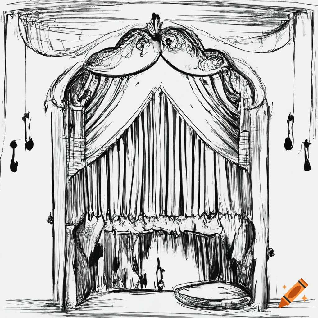 Dramatic theatre play scene with spotlight on stage in black and white ...