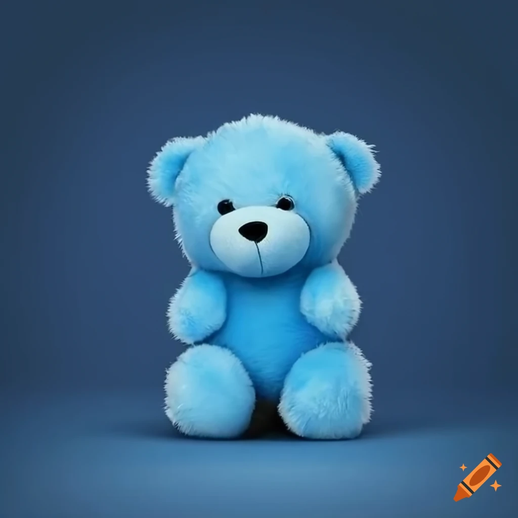 Furry blue teddy bear with a pleading expression on Craiyon