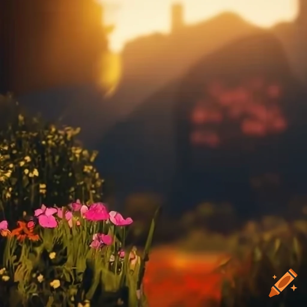 Gta 5 loading screen landscape with flowers on Craiyon