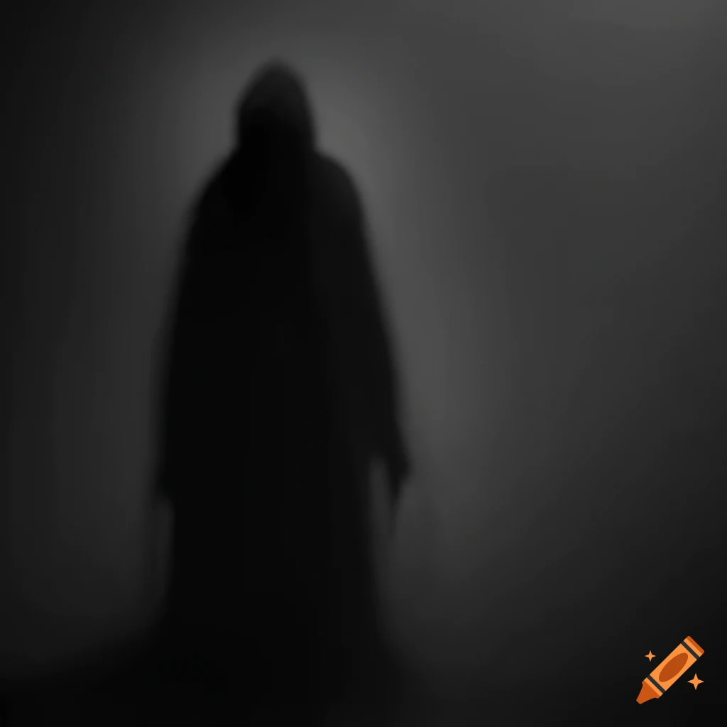 Creepy portrait of a faceless monster in foggy shadows on Craiyon