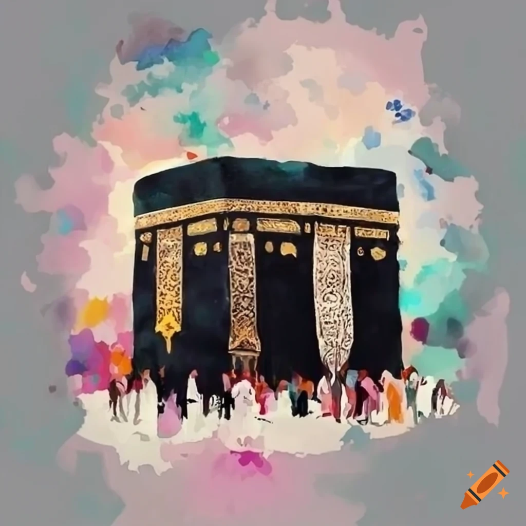 Beautiful watercolor design of the kaaba in mecca on Craiyon