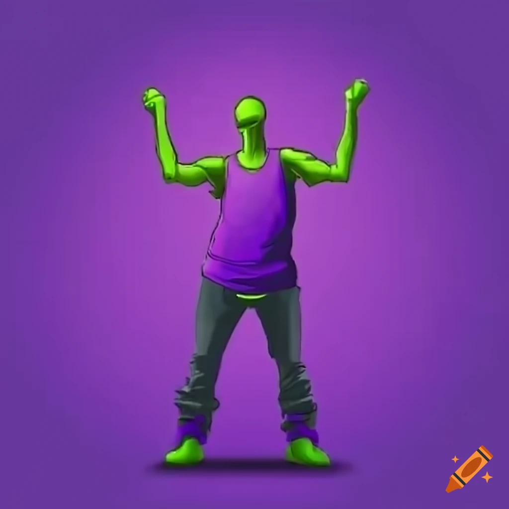 Purple man celebrating with arms raised in victory on Craiyon