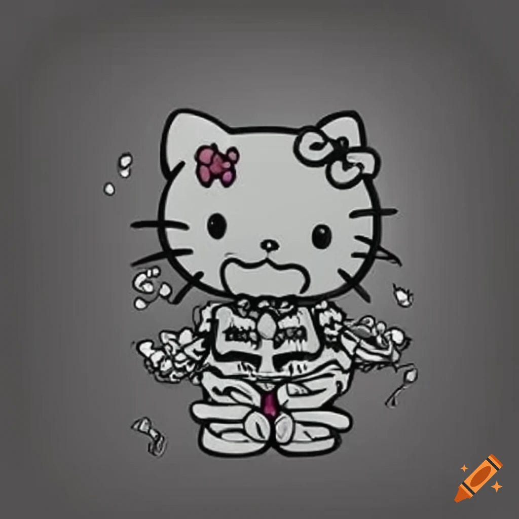 Gothic hello kitty skeleton cartoon on Craiyon