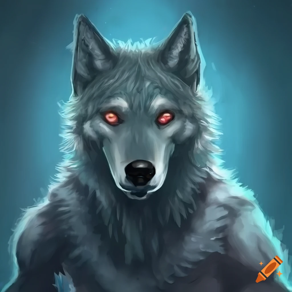 Portrait of a humanoid wolf in stellaris art style on Craiyon