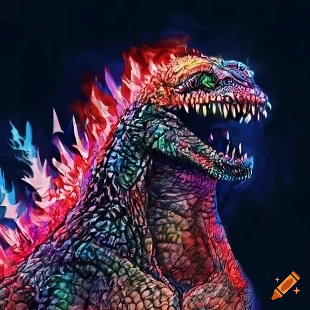 Four-dimensional depiction of godzilla on Craiyon