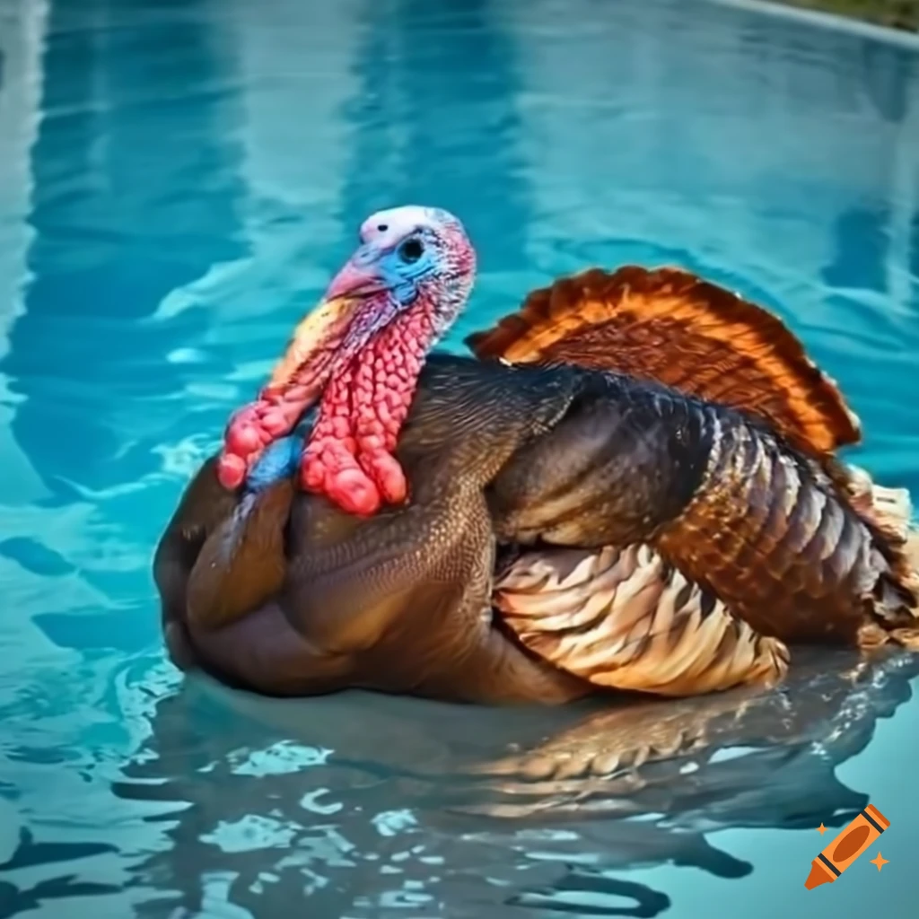Thanksgiving turkey at a swimming pool on Craiyon