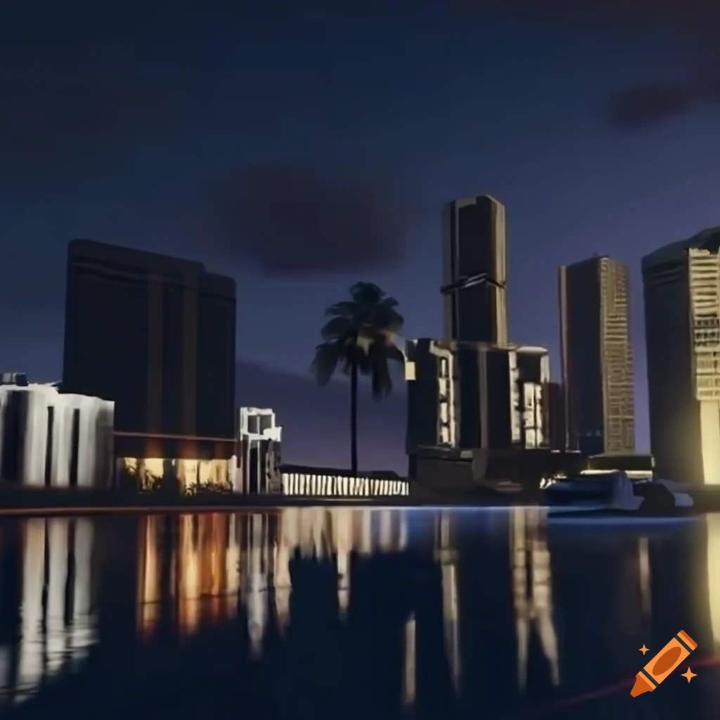 Gta 5 loading screen landscape with miami on Craiyon