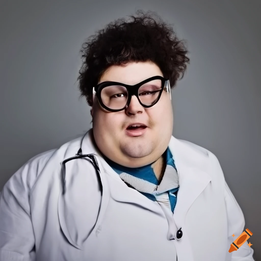 Smiling scientist man with glasses on light gray background on Craiyon