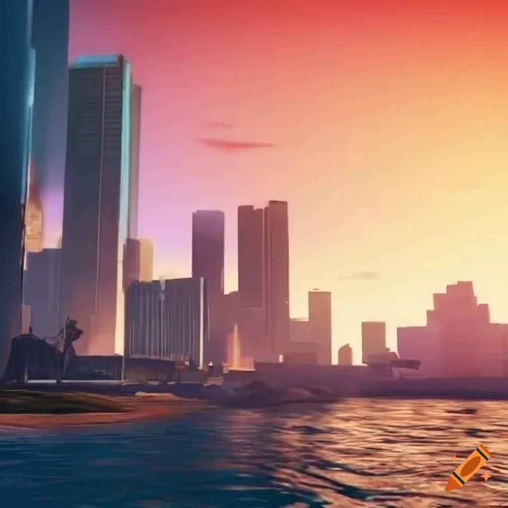 Gta 5 loading screen landscape with miami on Craiyon