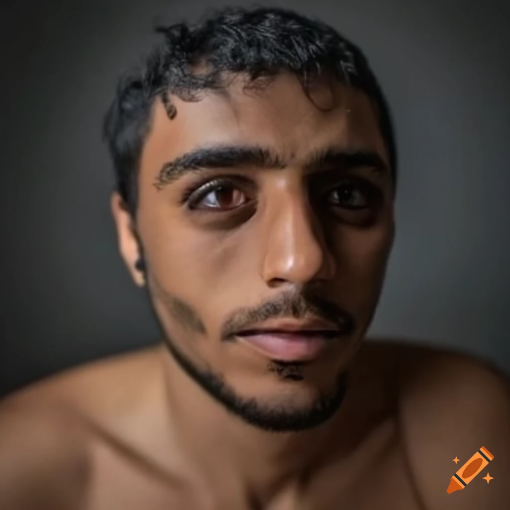 Alien humanoid man with short wavy black hair and arabic features on ...