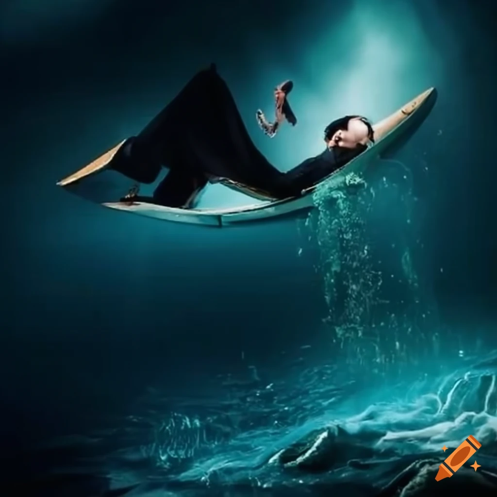 Magician falling out of a canoe on Craiyon