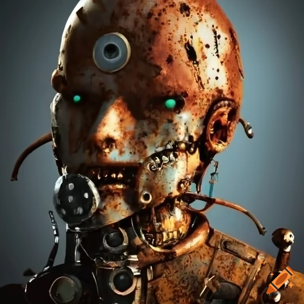Steam punk rusty cyborg man on Craiyon