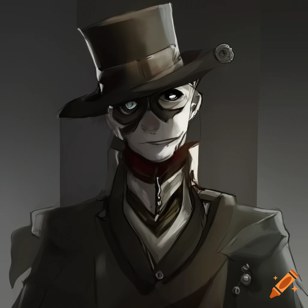 Spade card marksman with mask and top hat on Craiyon