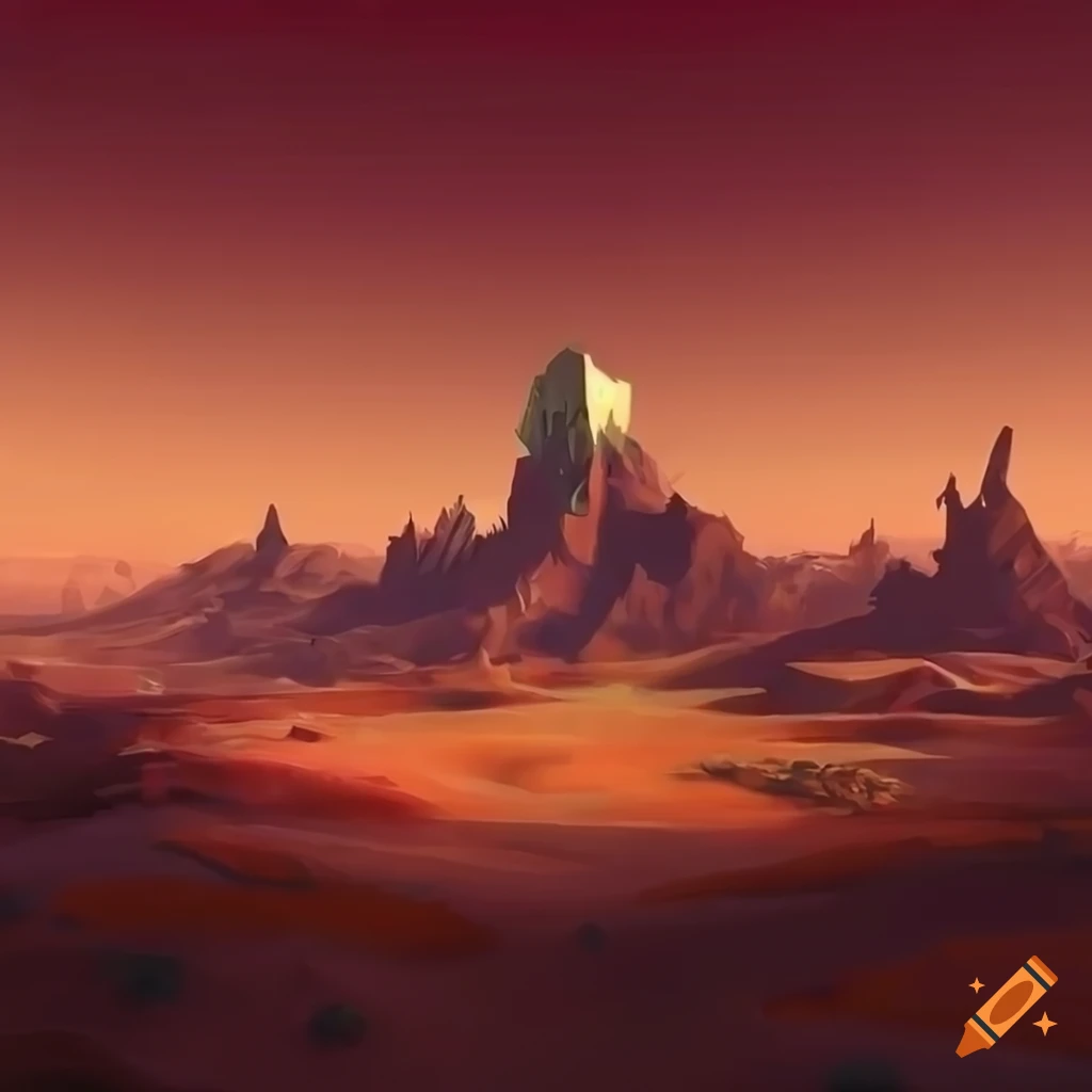 Detailed 4k fantasy scifi mmo concept art of a colorful desert ...