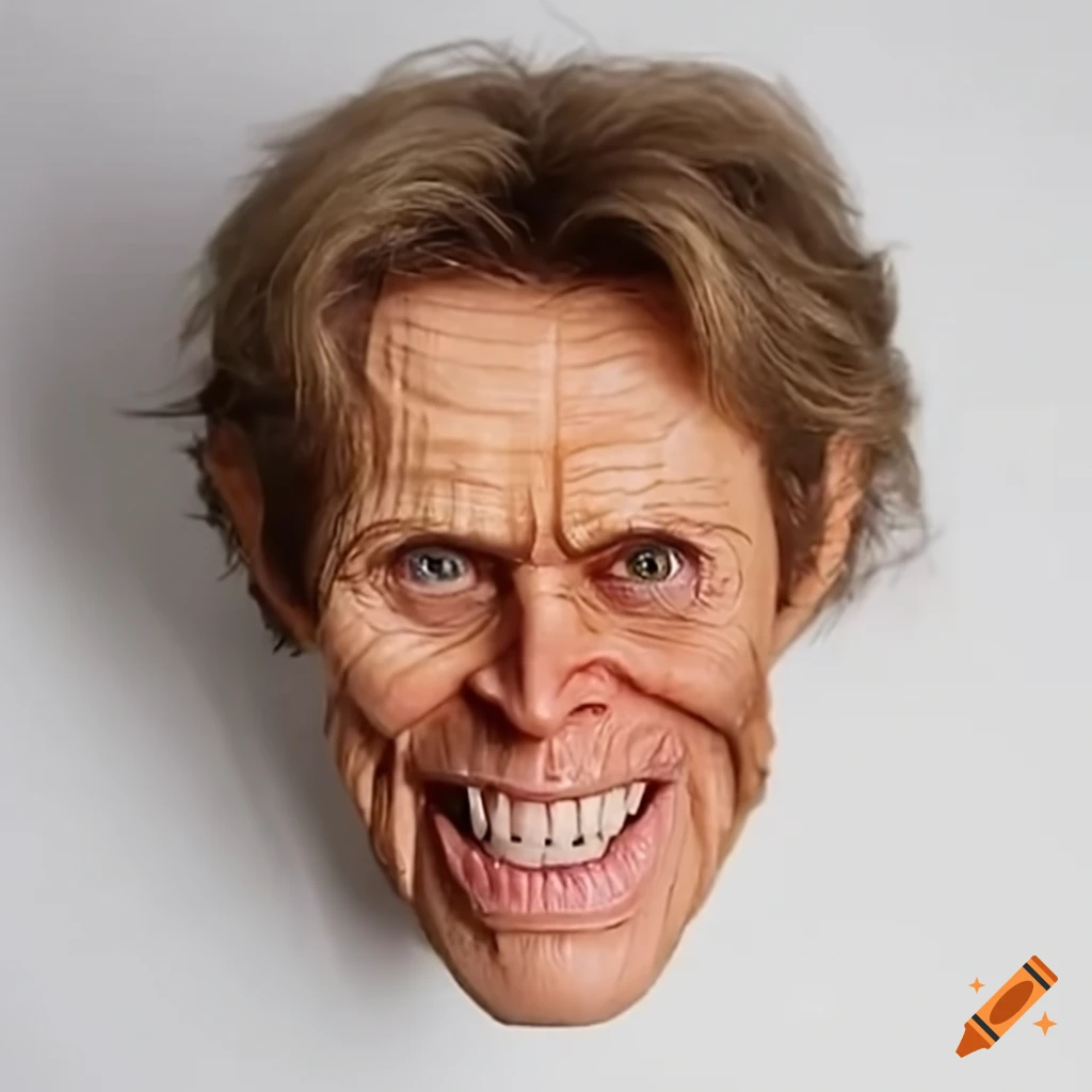 Willem dafoe in a realistic troll face portrayal on Craiyon