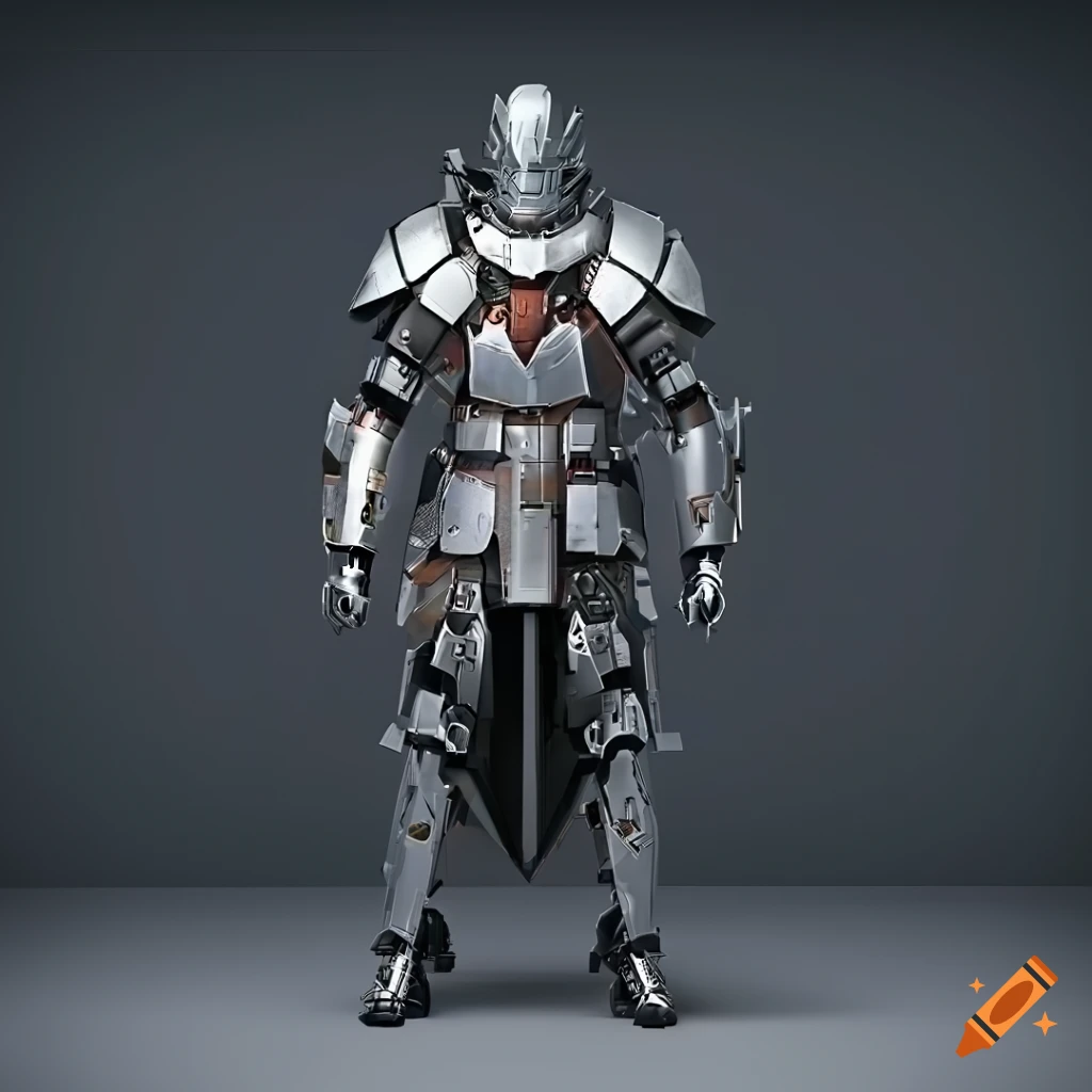 Sci-fi mecha-knight bio-mechanical cyborg villain in ornate armor with ...