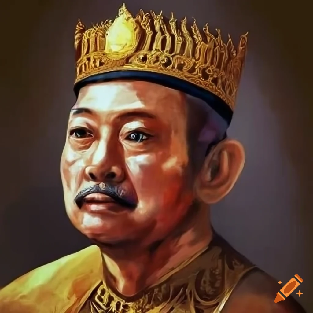 Art of a king of a malaysian empire in the 1400s on Craiyon