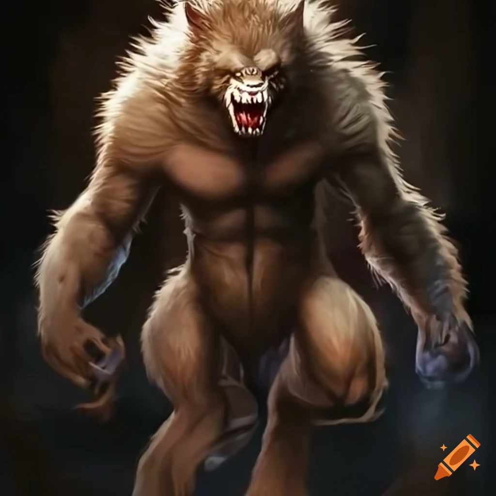 Powerful werewolf creature on Craiyon