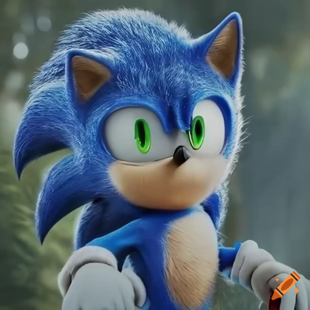 Sonic the hedgehog movie live action still on Craiyon