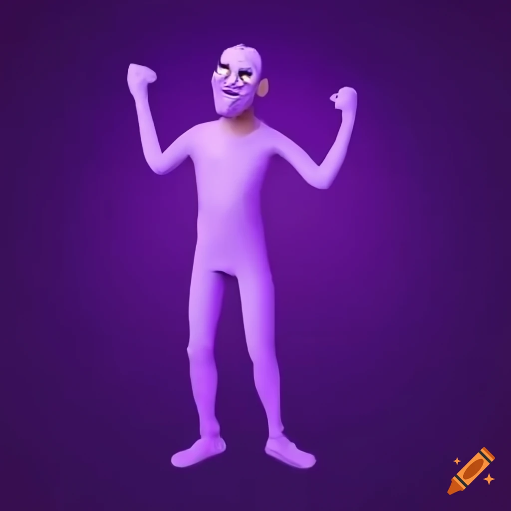 Purple man celebrating with arms raised in victory on Craiyon