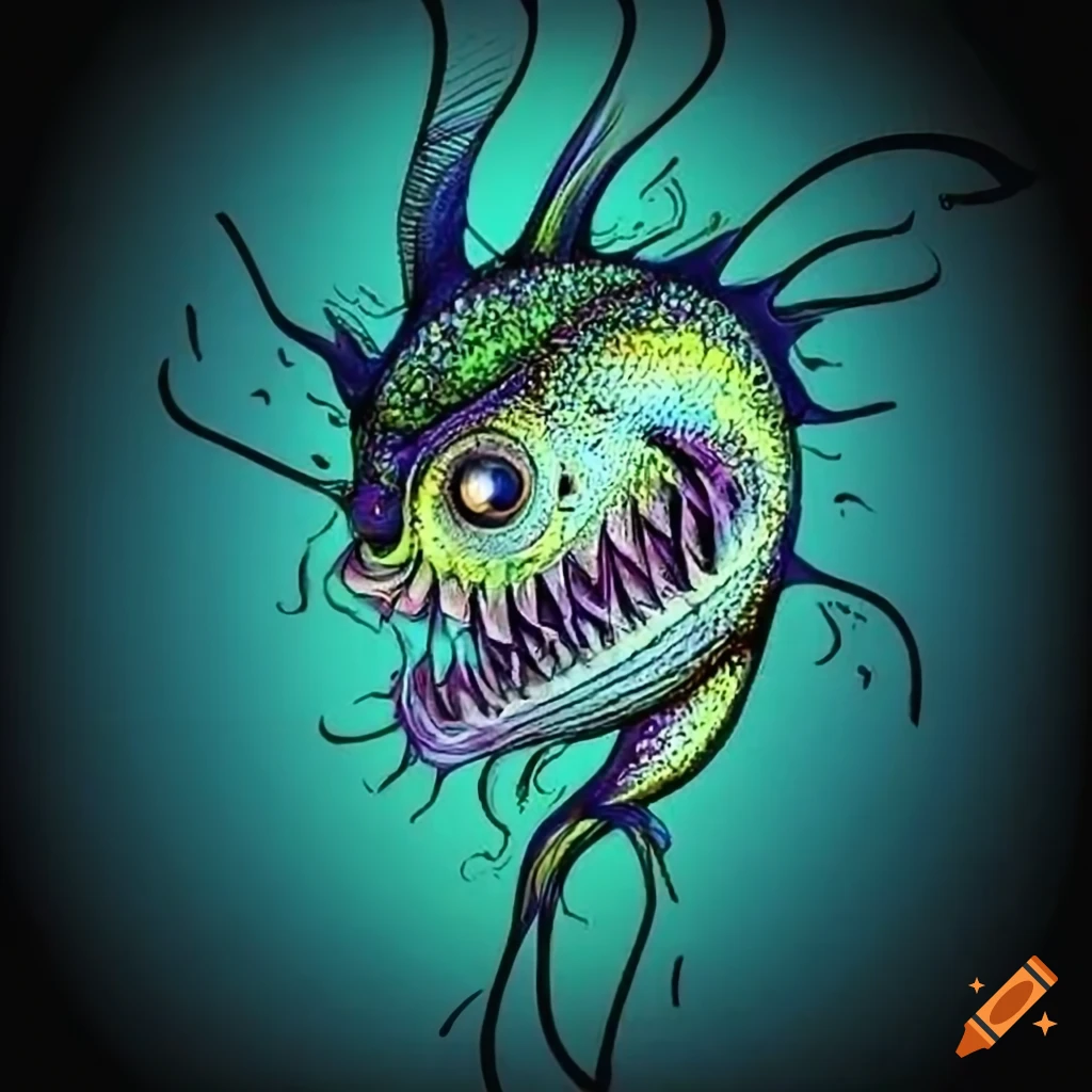 Fish head monster on Craiyon