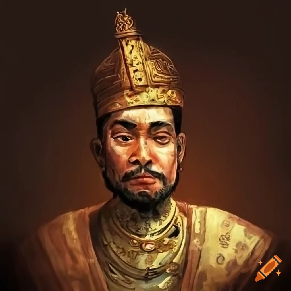 Art of a king of a malaysian empire in the 1400s on Craiyon