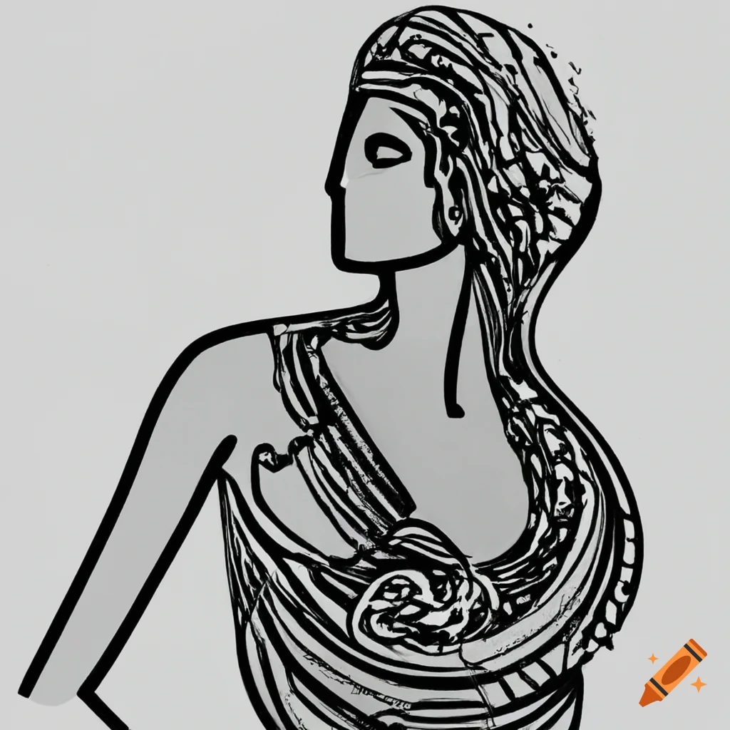 Abstract drawing of athena with a stern yet beautiful expression on Craiyon