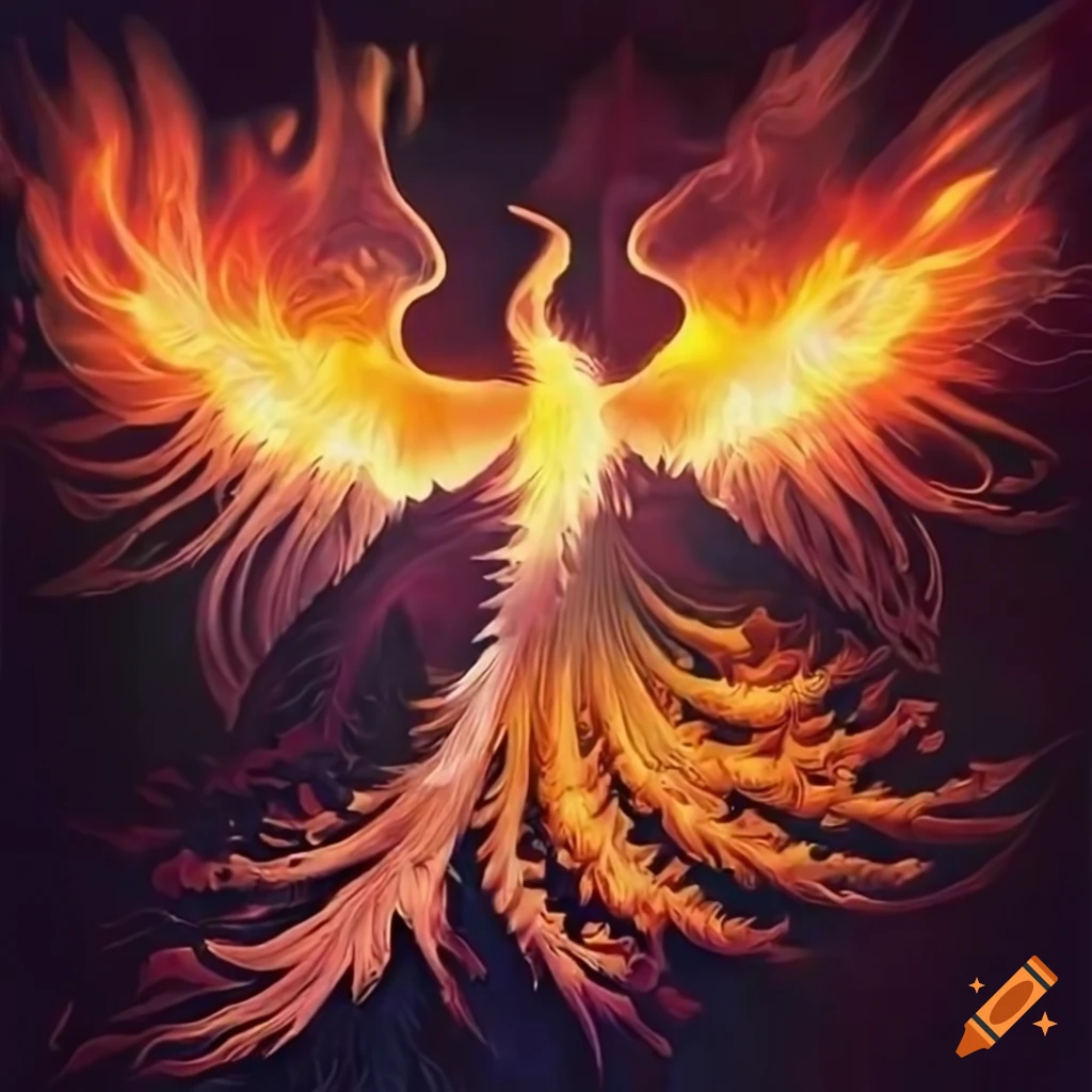 Pure boosting with a phoenix and fire in the background on Craiyon