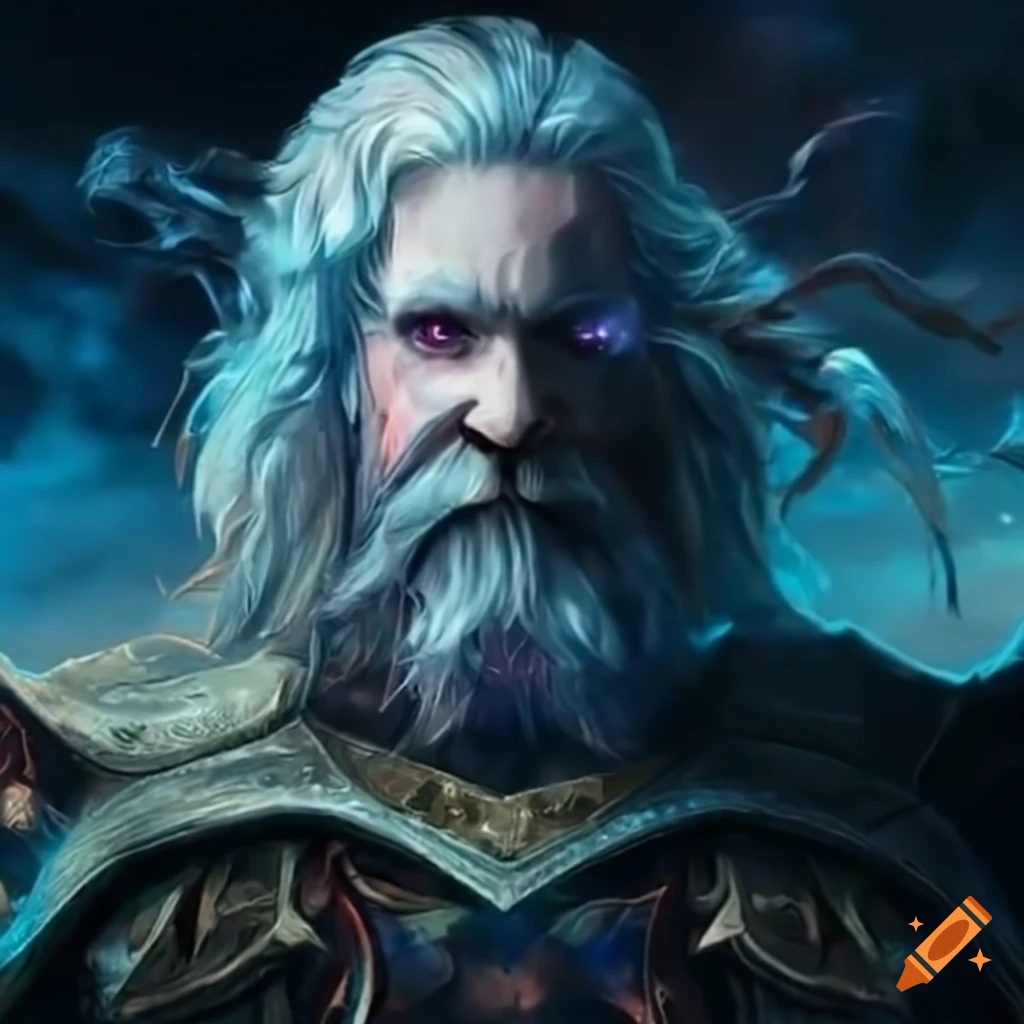 Odin face shining with a video game on Craiyon