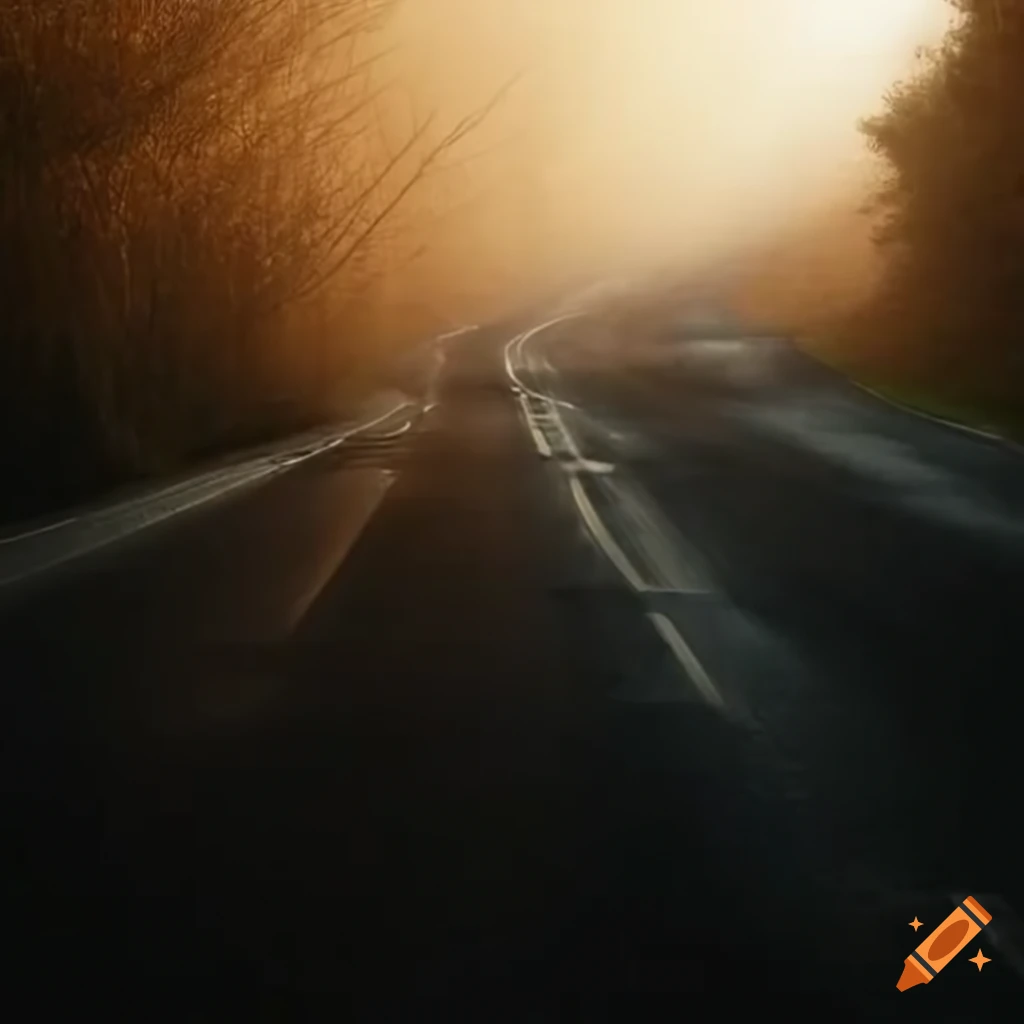 Empty road stretching into the distance on Craiyon