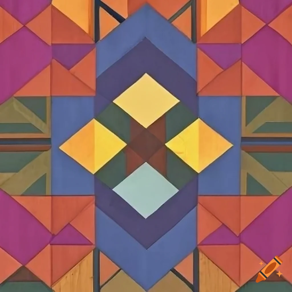 Symmetrical barn quilt in hard edge style on Craiyon