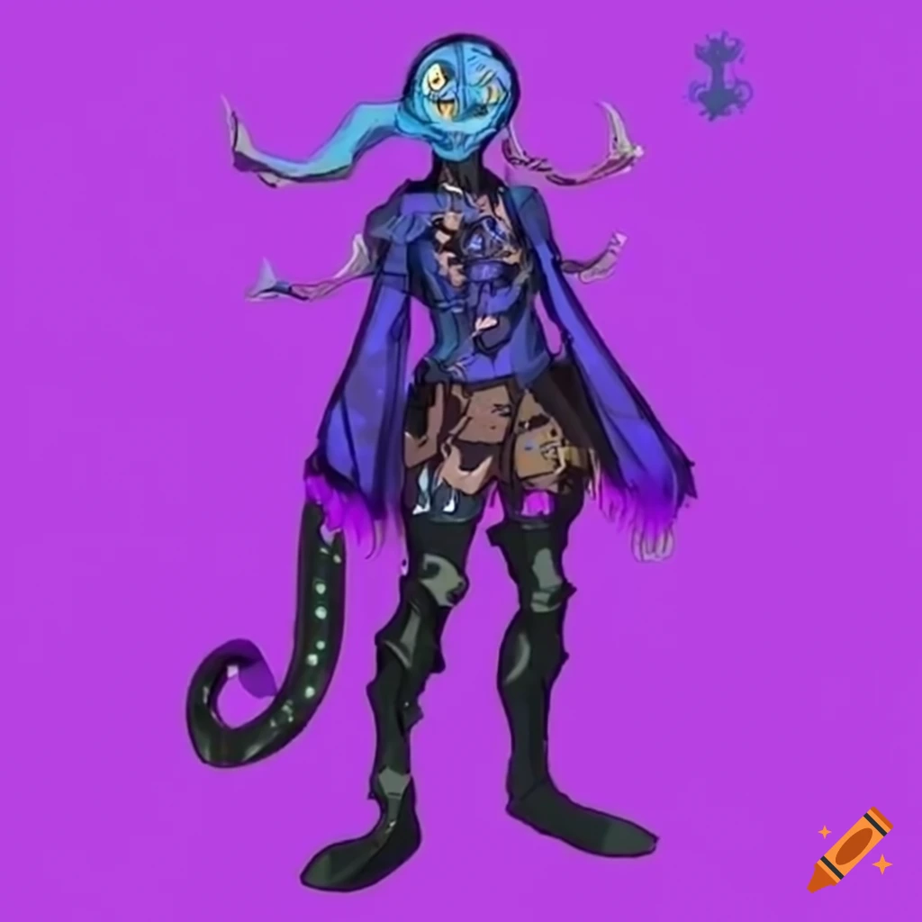 Eldritch voidpunk persona in blue and purple colors on Craiyon