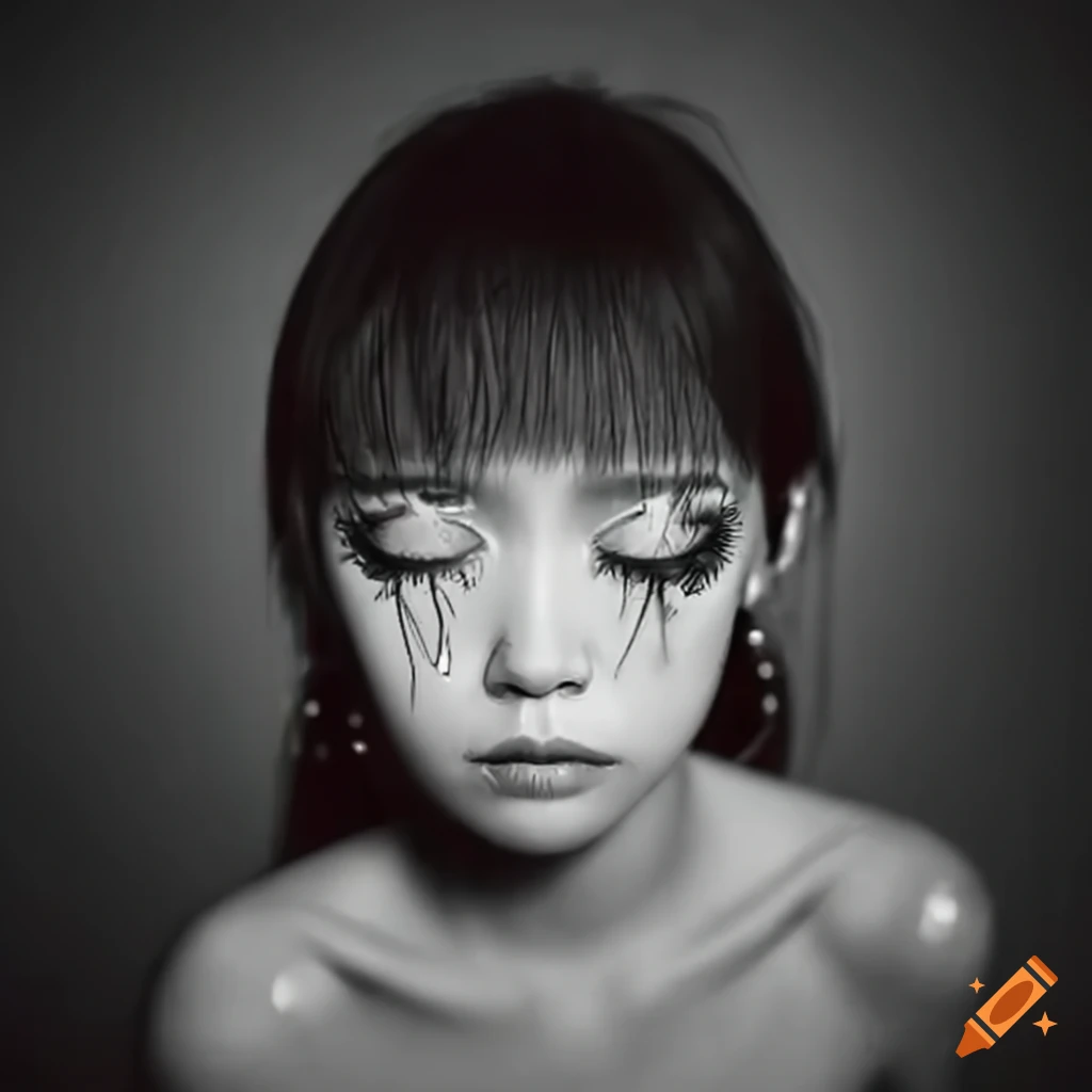 Illustration of crying anime eyes on Craiyon