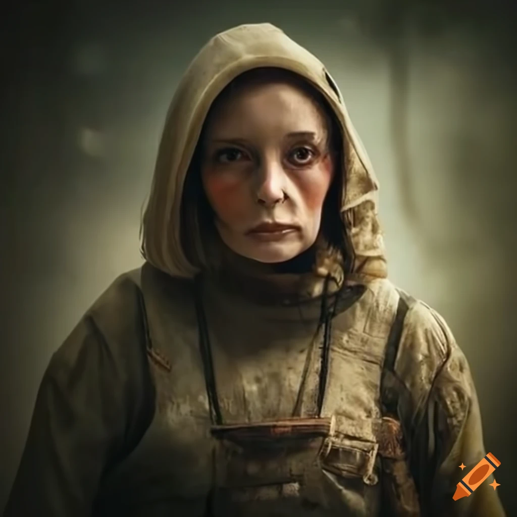 Female teacher in post-apocalyptic wasteland on Craiyon