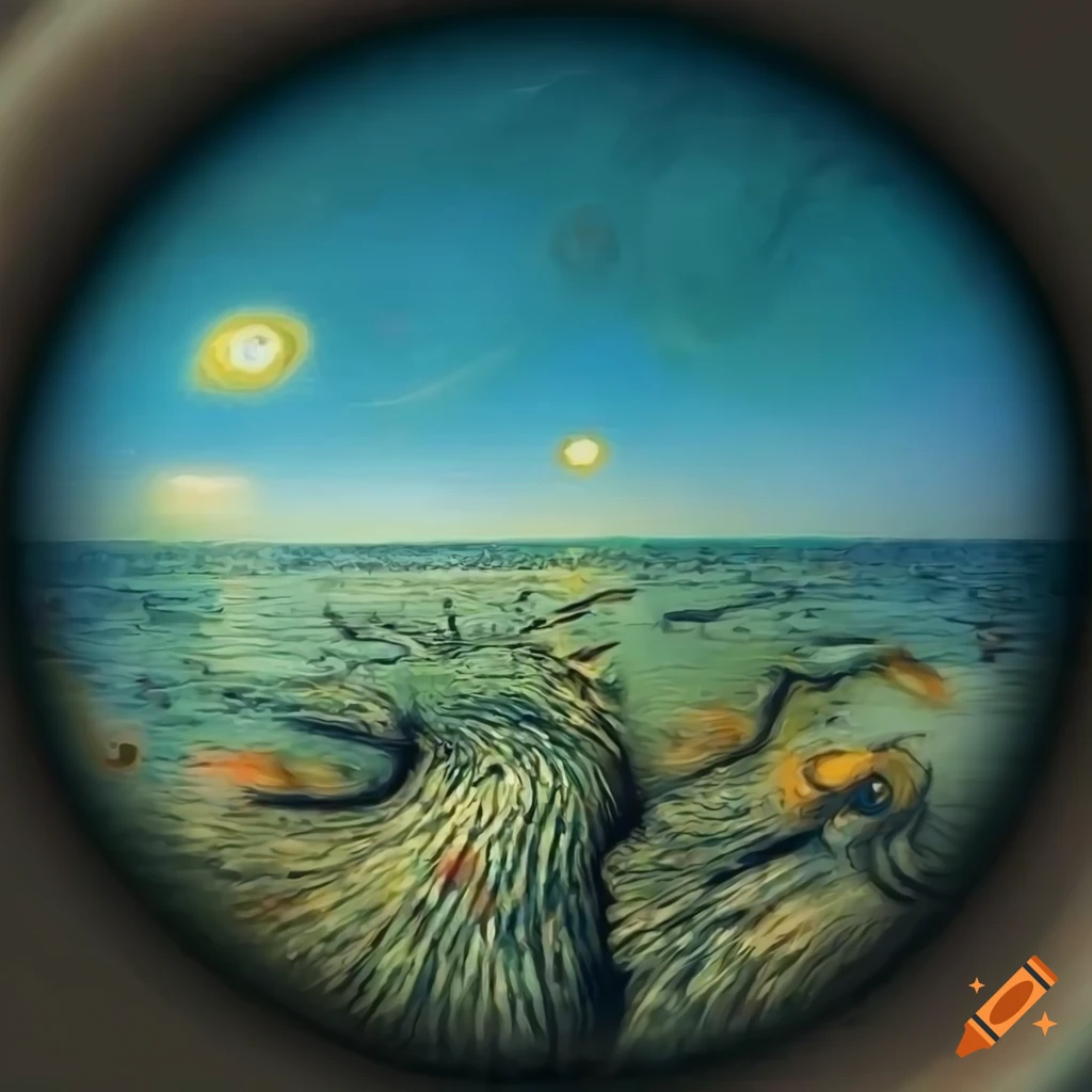 Distorted nature background with a fish eye effect in the style of Van ...