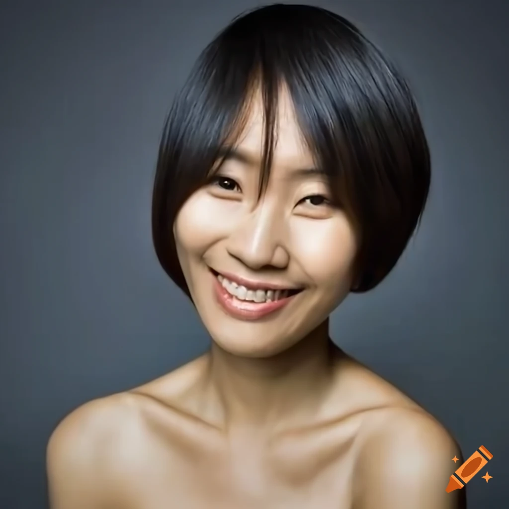 Smiling asian woman with a bob haircut on Craiyon