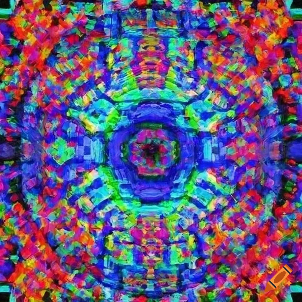 Vibrant and bold color changing patterns painted in squares on Craiyon