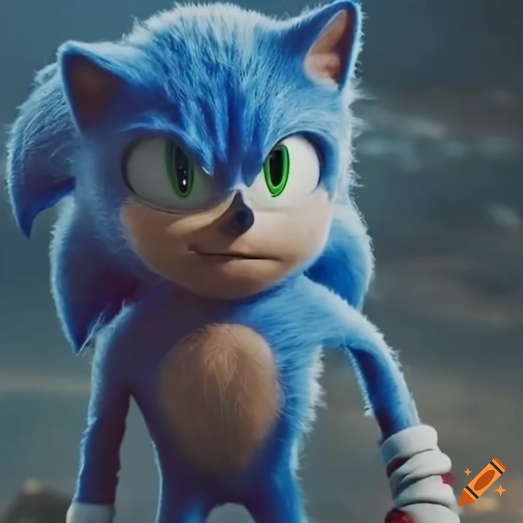 Sonic the hedgehog character from movie adaptation on Craiyon